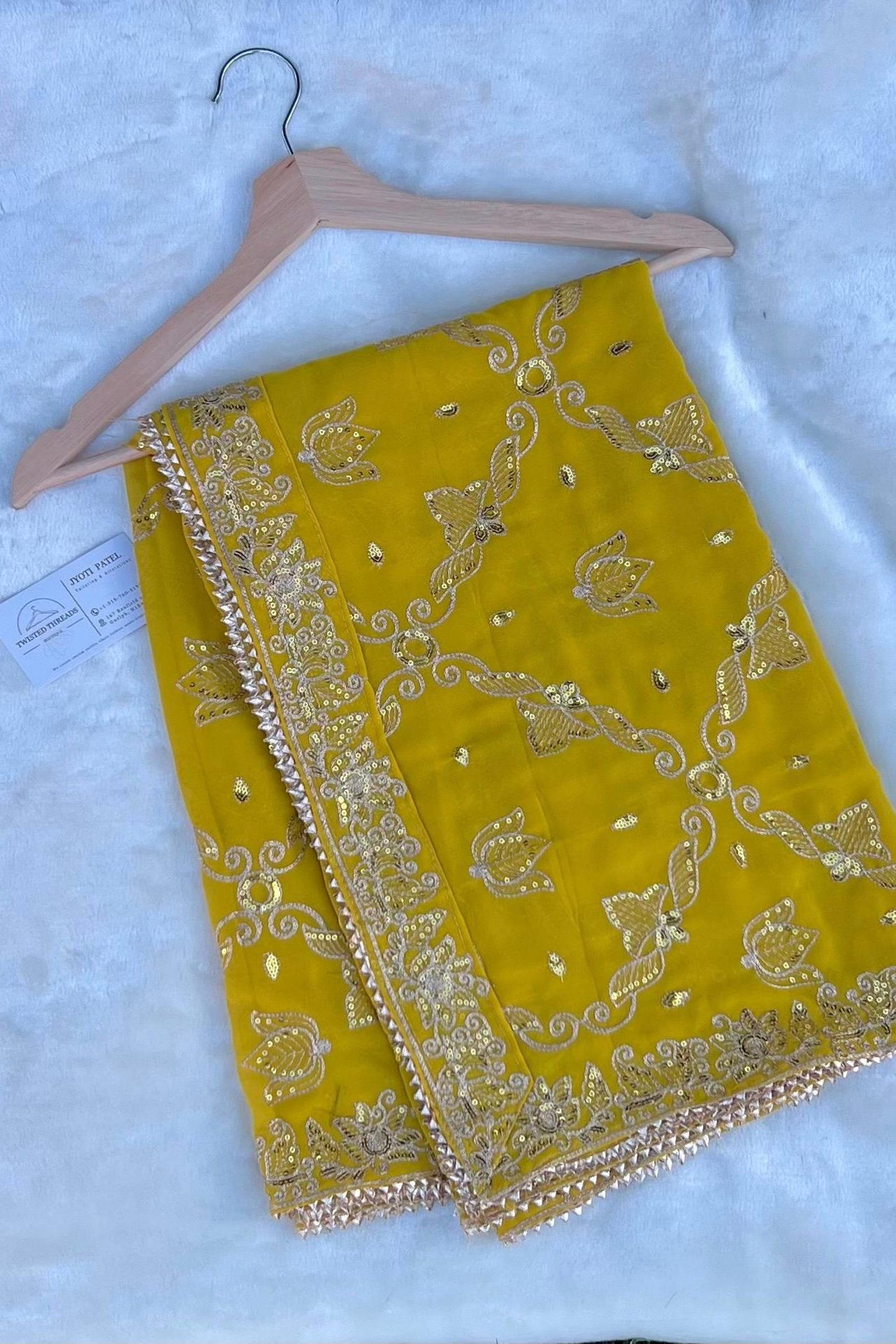 Vintage Style Dupatta, Gorgette Duppata With Sequin Golden Work ...