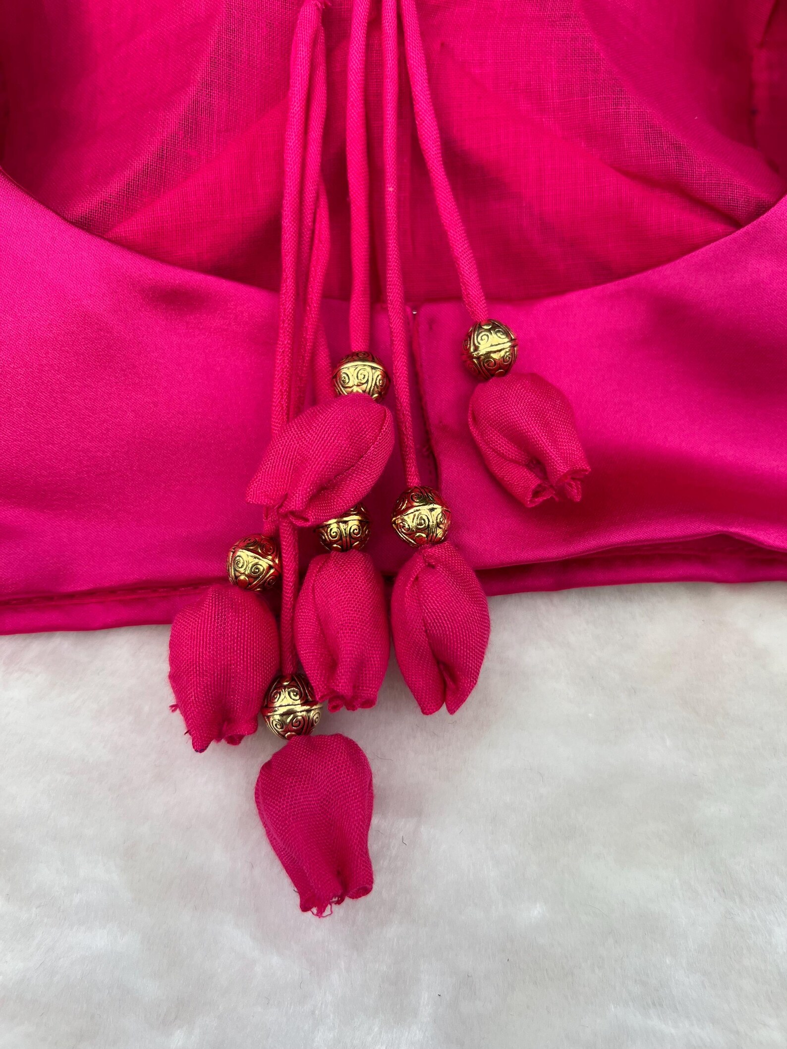 Fully Designer Stitched Hot Pink Gaji Silk Sleeveless Blouse ...