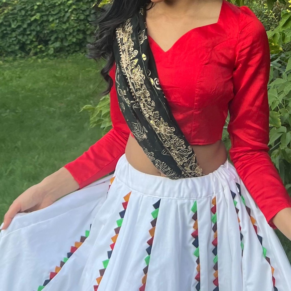 Designer Red & White Navaratri Chaniya Choli/lehenga Choli Set With ...
