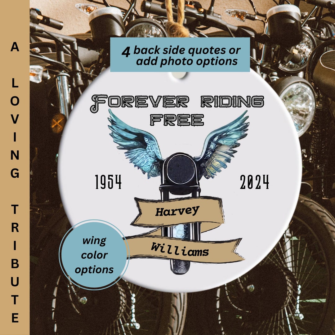 Motorcycle Memorial Angel Wings Custom Biker Loss Memory Ornament ...