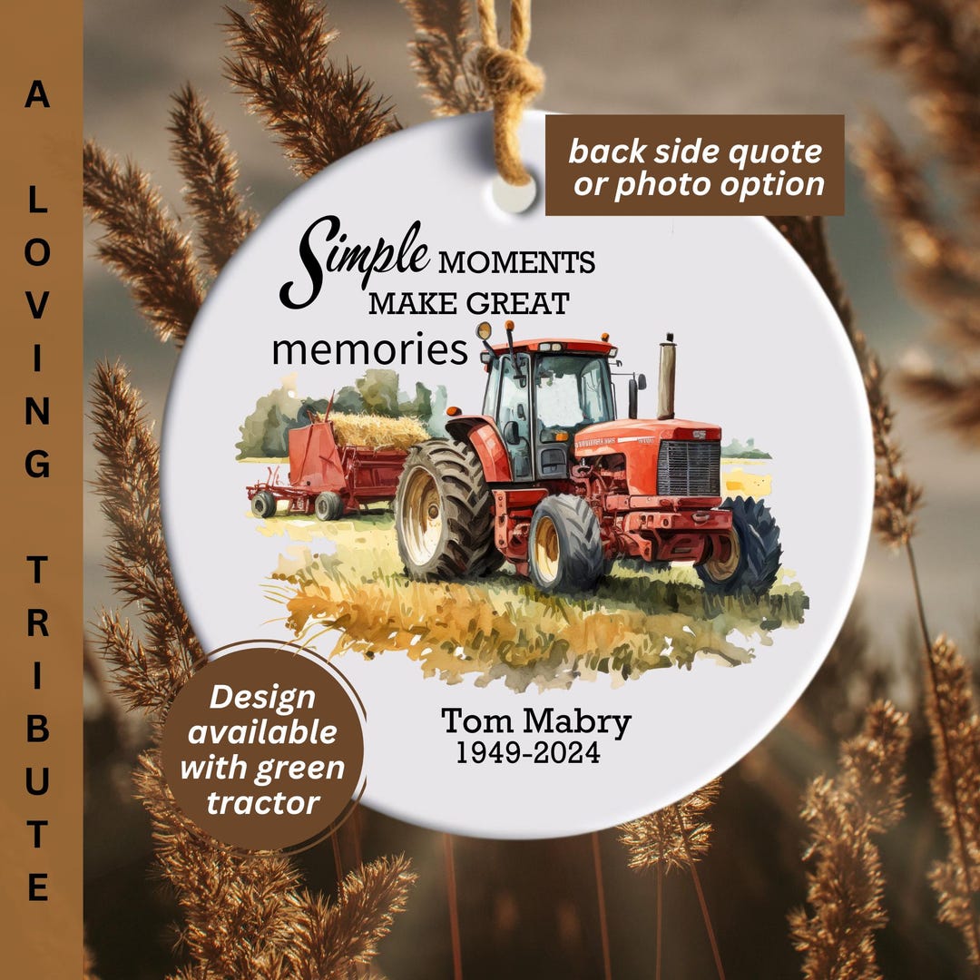 Farming Memorial Gift for Farmer Memory Ornament Red Tractor Personal ...