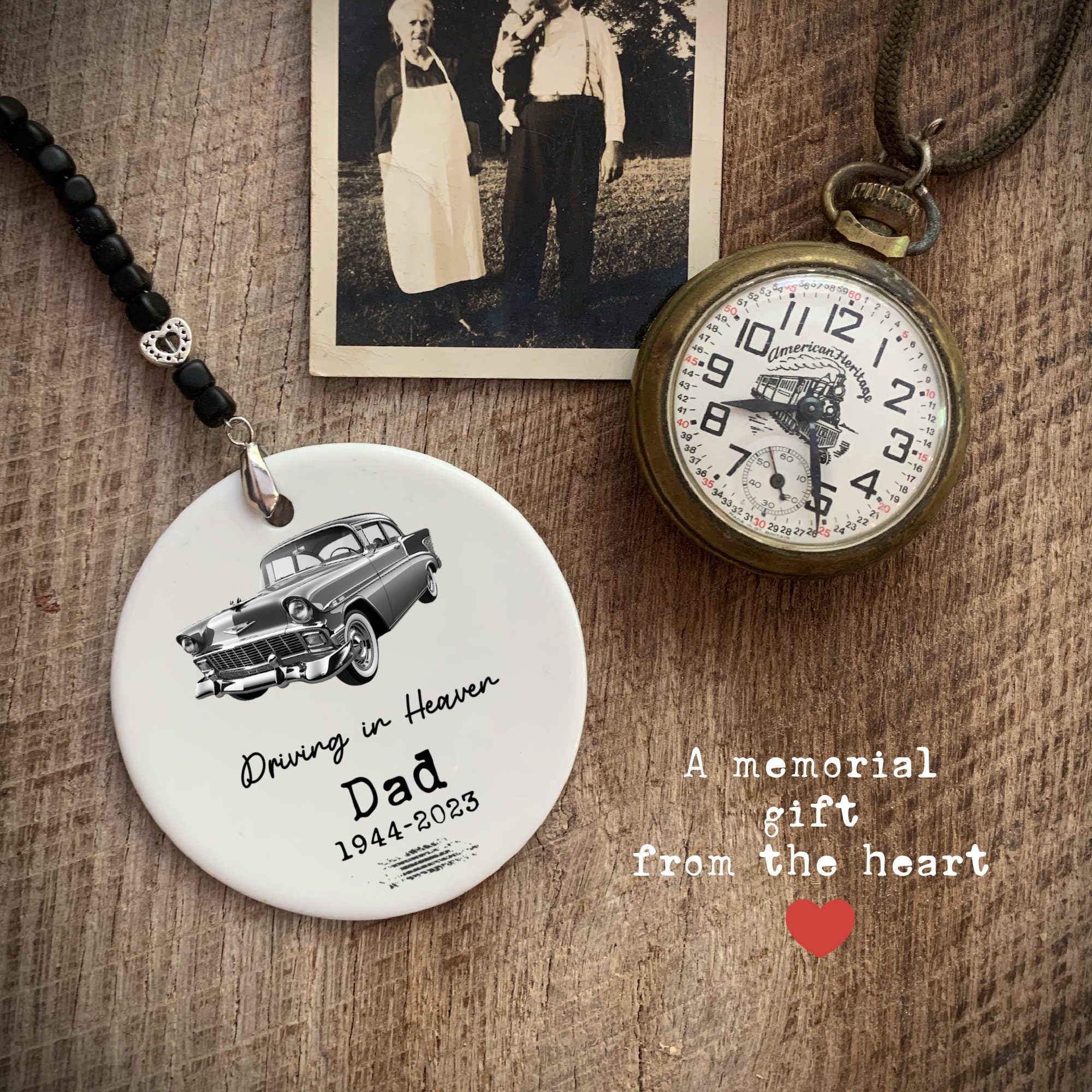 Memorial Gift Loss of Dad Vintage Car Memorial Ornament Car Collector ...