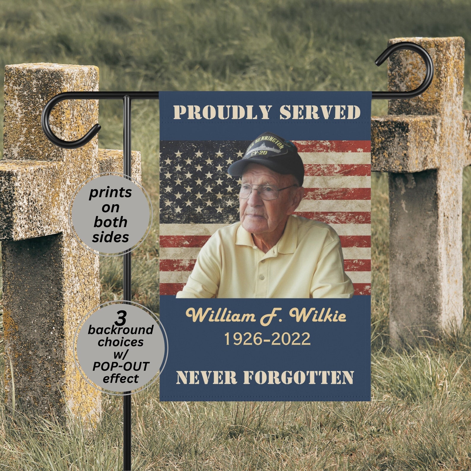 Military Memory Flag Customizable Memorial Tribute Garden Flag Memorial ...