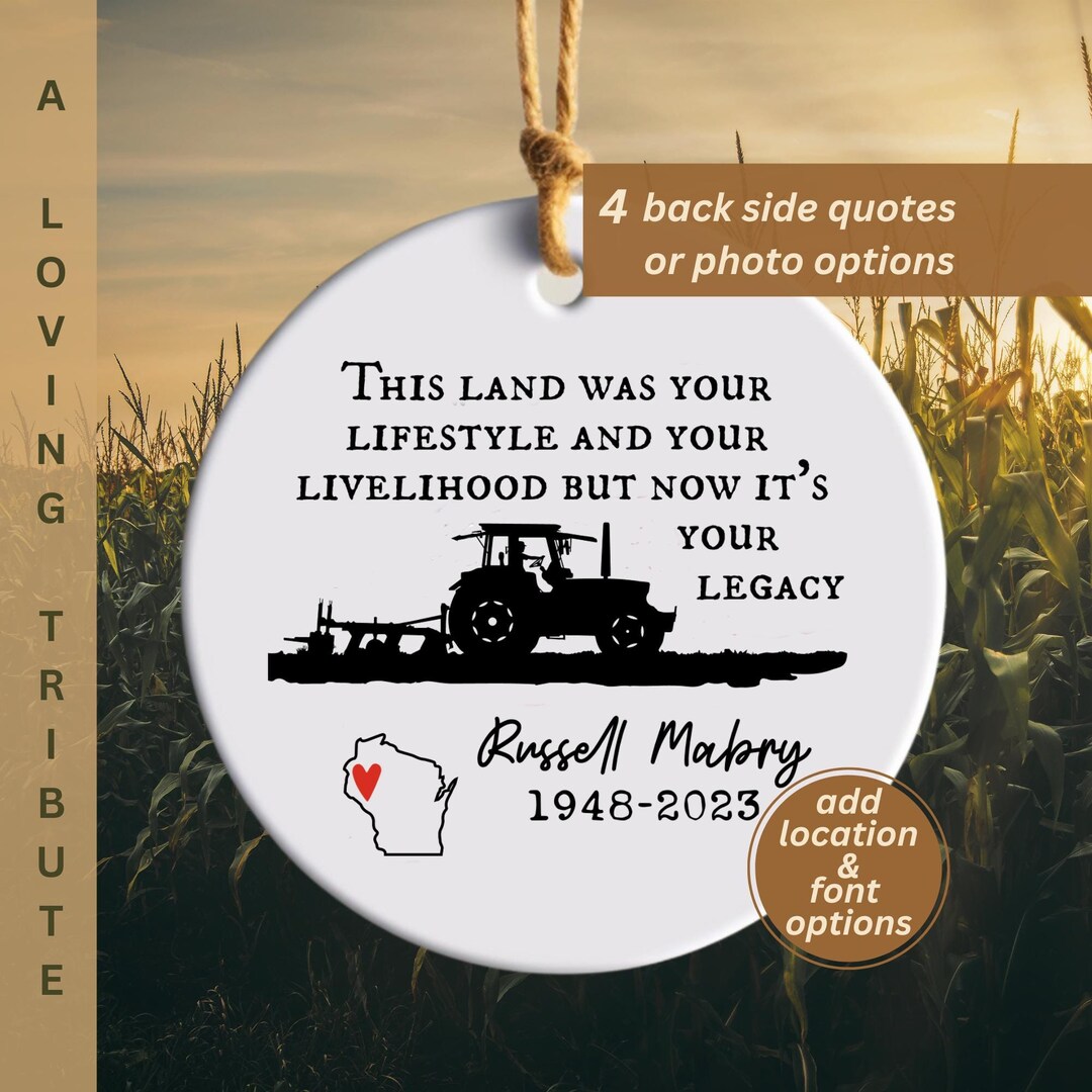 Farming Heaven Memorial Ornament Custom Christmas Tree Memory Papa ...