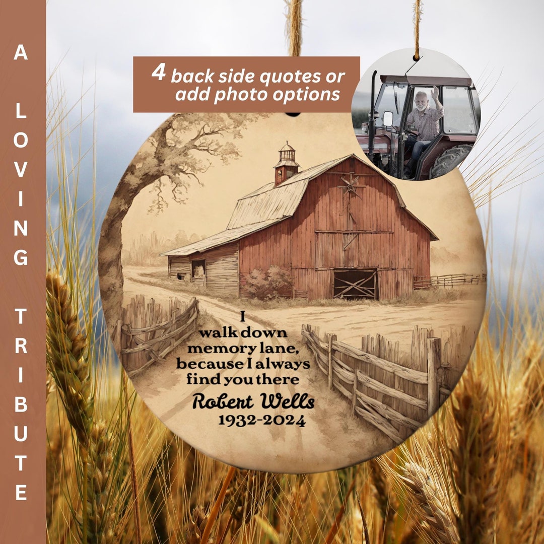 Farming Heaven Custom Memorial Ornament Loss of Farmer Christmas Memory ...