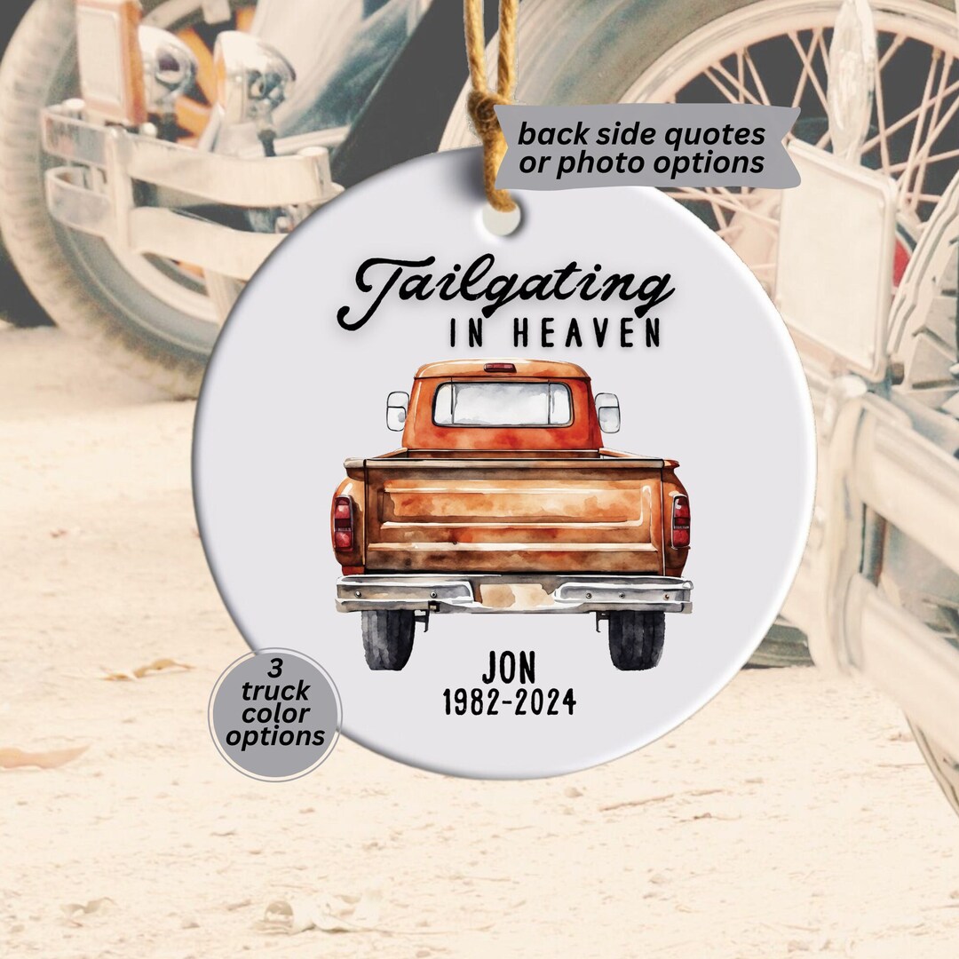 Custom Memorial Gift Loss of Dad Vintage Truck Sympathy Ornament Tail ...