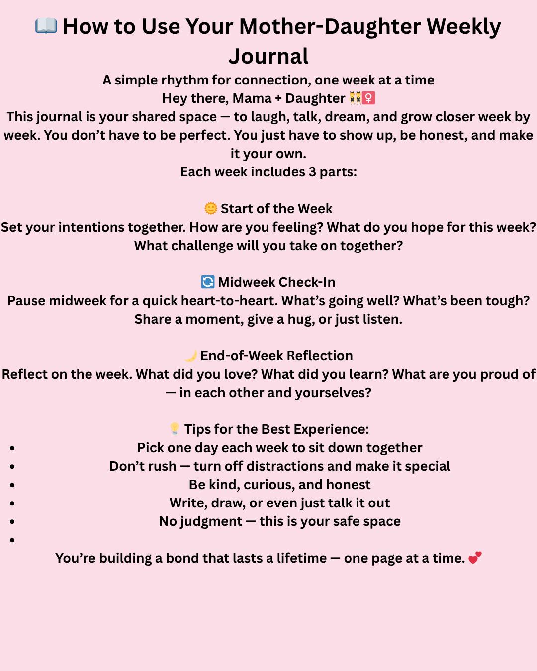 Mother-daughter Bonding Kit: Printable Journal, Challenges, and ...