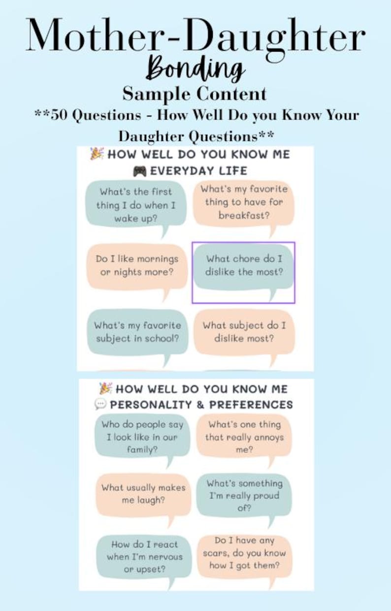 Mother-daughter Bonding Kit: Printable Journal, Challenges, and ...