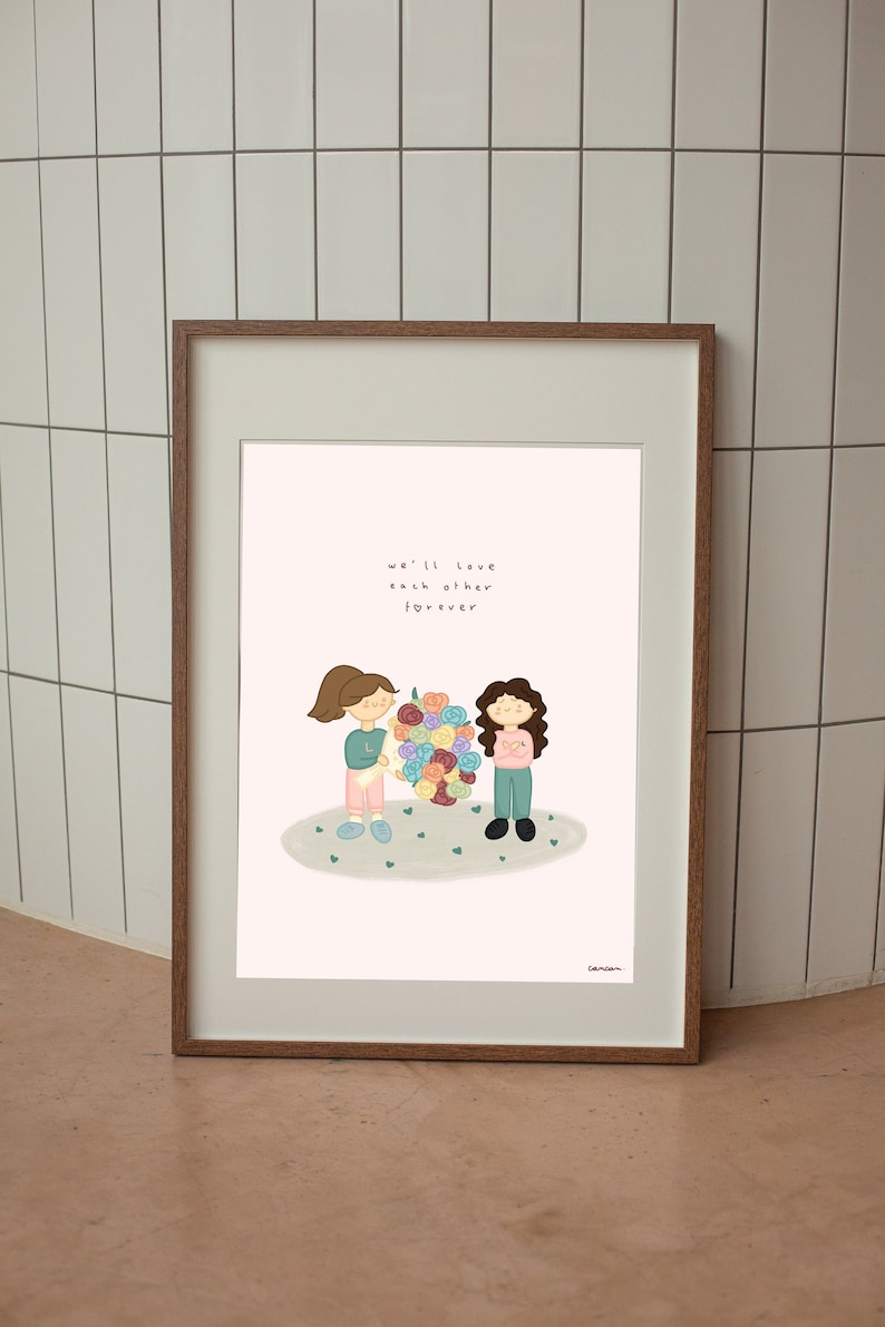 Cute Love Card / Art to Print A3-A4-A5-A6 Formats || DIGITAL DOWNLOAD ...