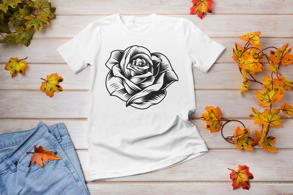 Vintage Black Rose Svg Digital Download Black Rose Outline - Etsy