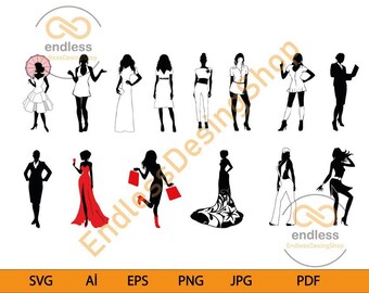 Female Silhouette,digital Download,female SVG, Woman Vector, Lady ...