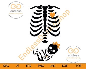 Baby Girl Skeleton Svg, Halloween Svg, Pregnancy Announcement Svg, Dxf ...