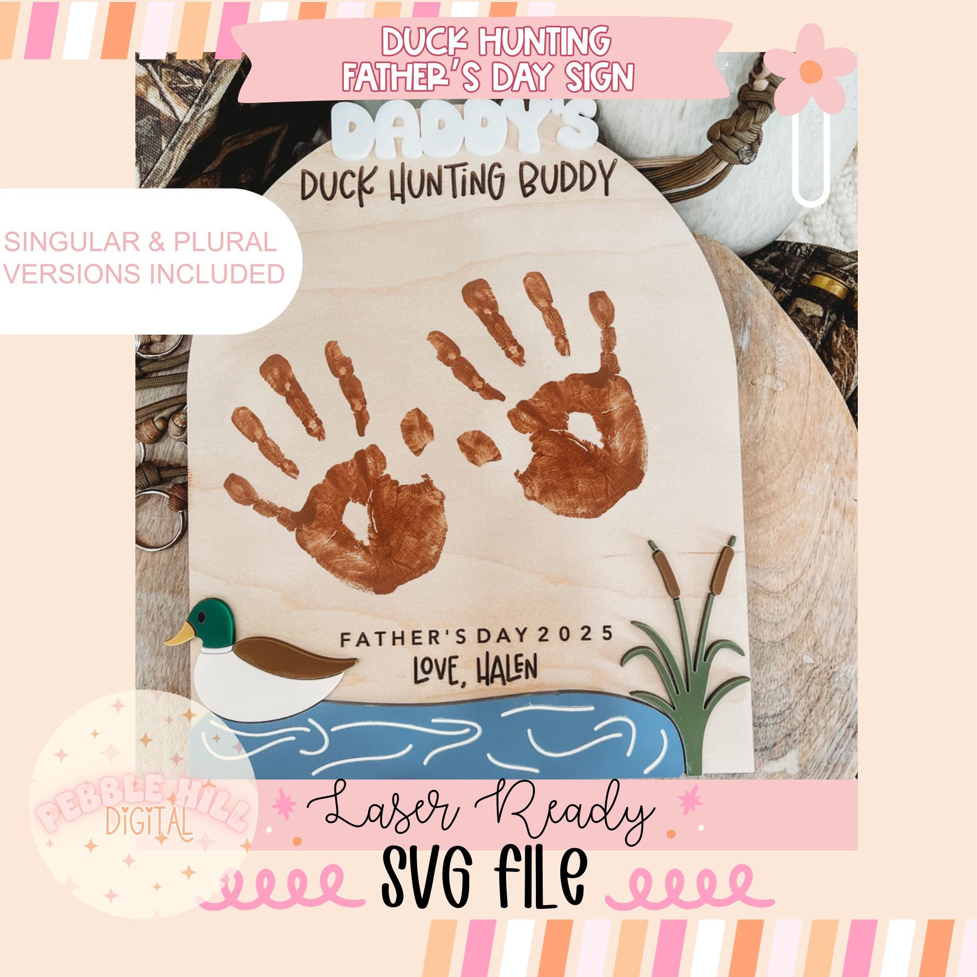 Duck Hunting Father's Day Handprint Sign SVG File, Kids Fathers Day ...