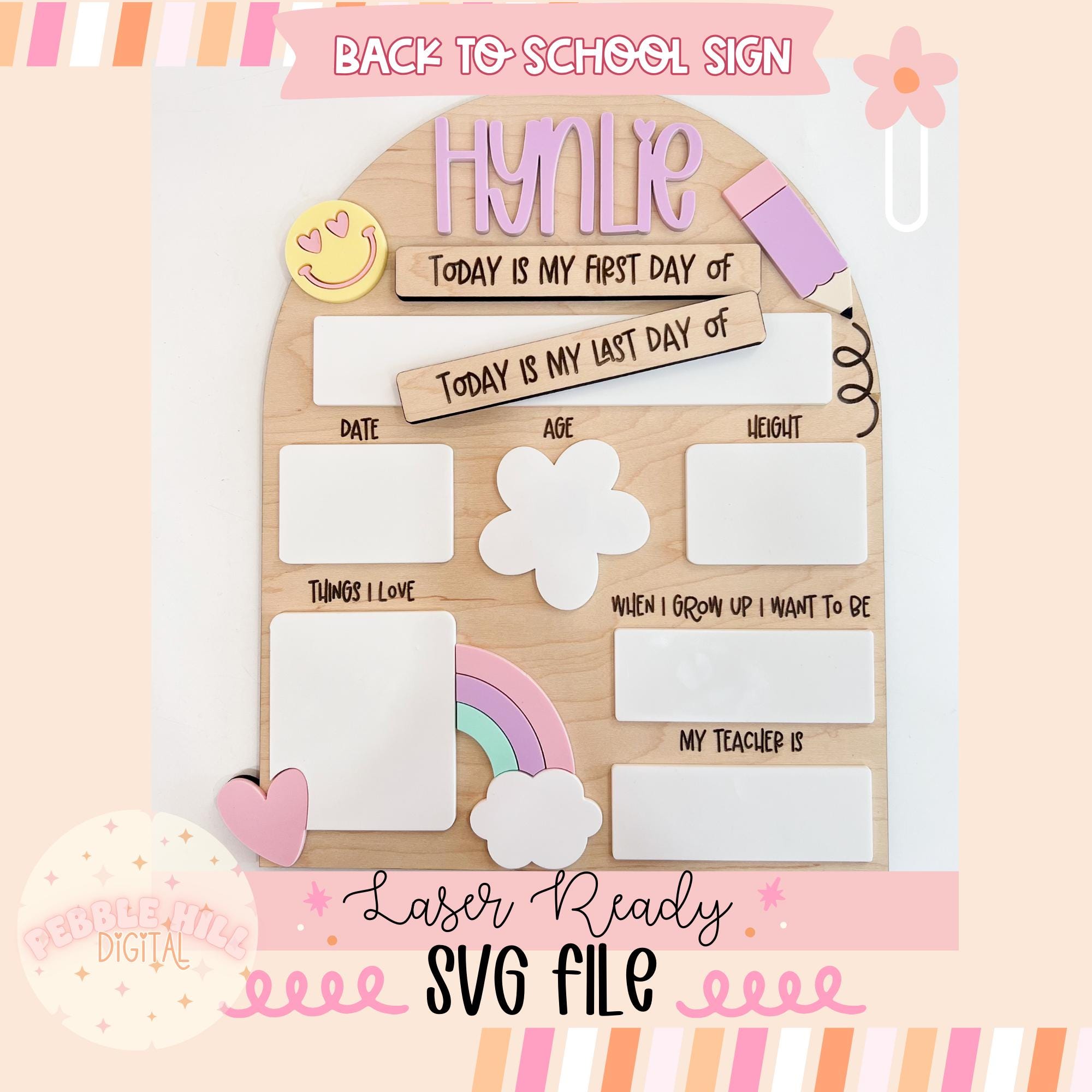 Rainbow Back to School Sign Laser SVG File, School Sign Svg, Kids Laser ...