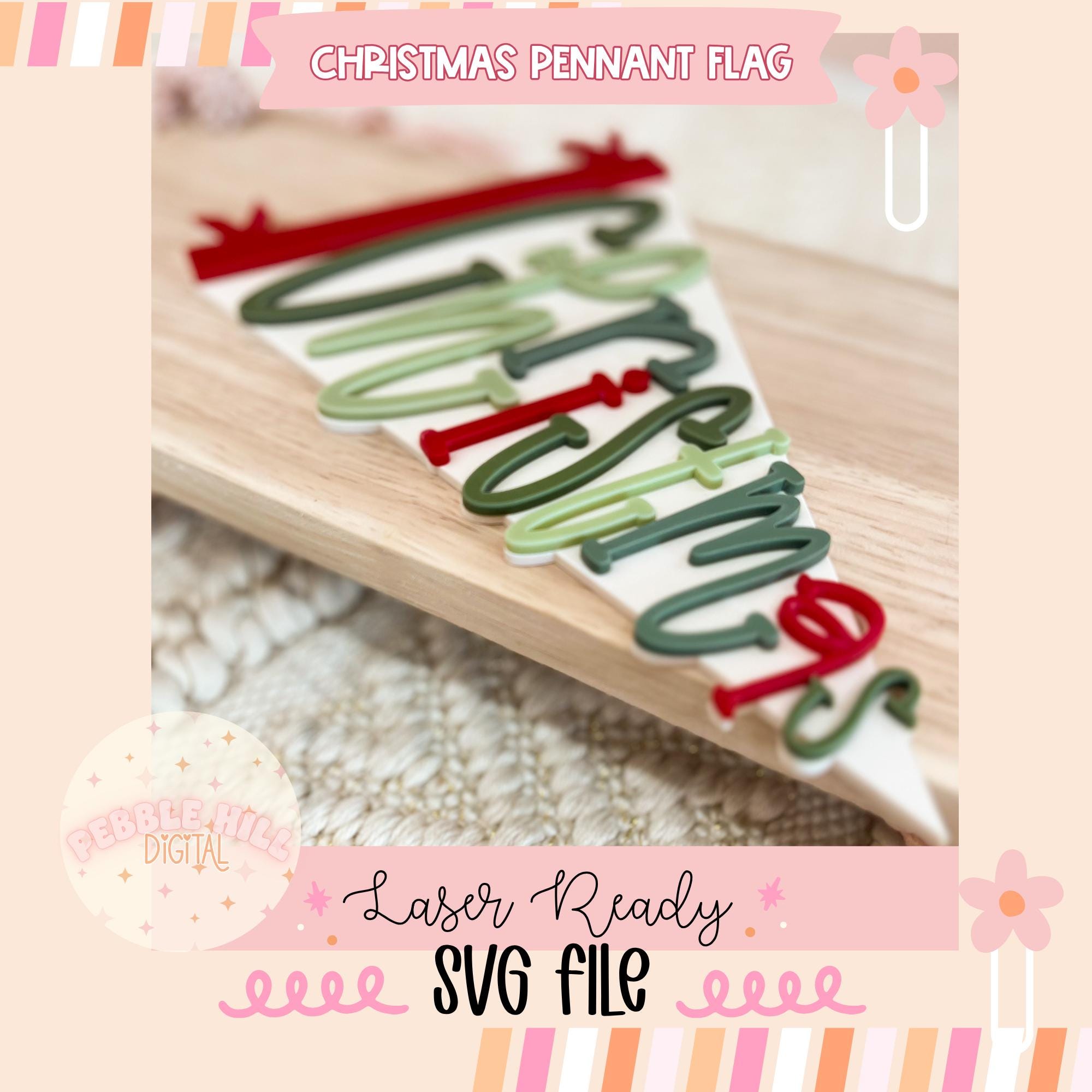 Christmas Pennant Flag Laser SVG, Digital Download, Pennant Flag SVG ...