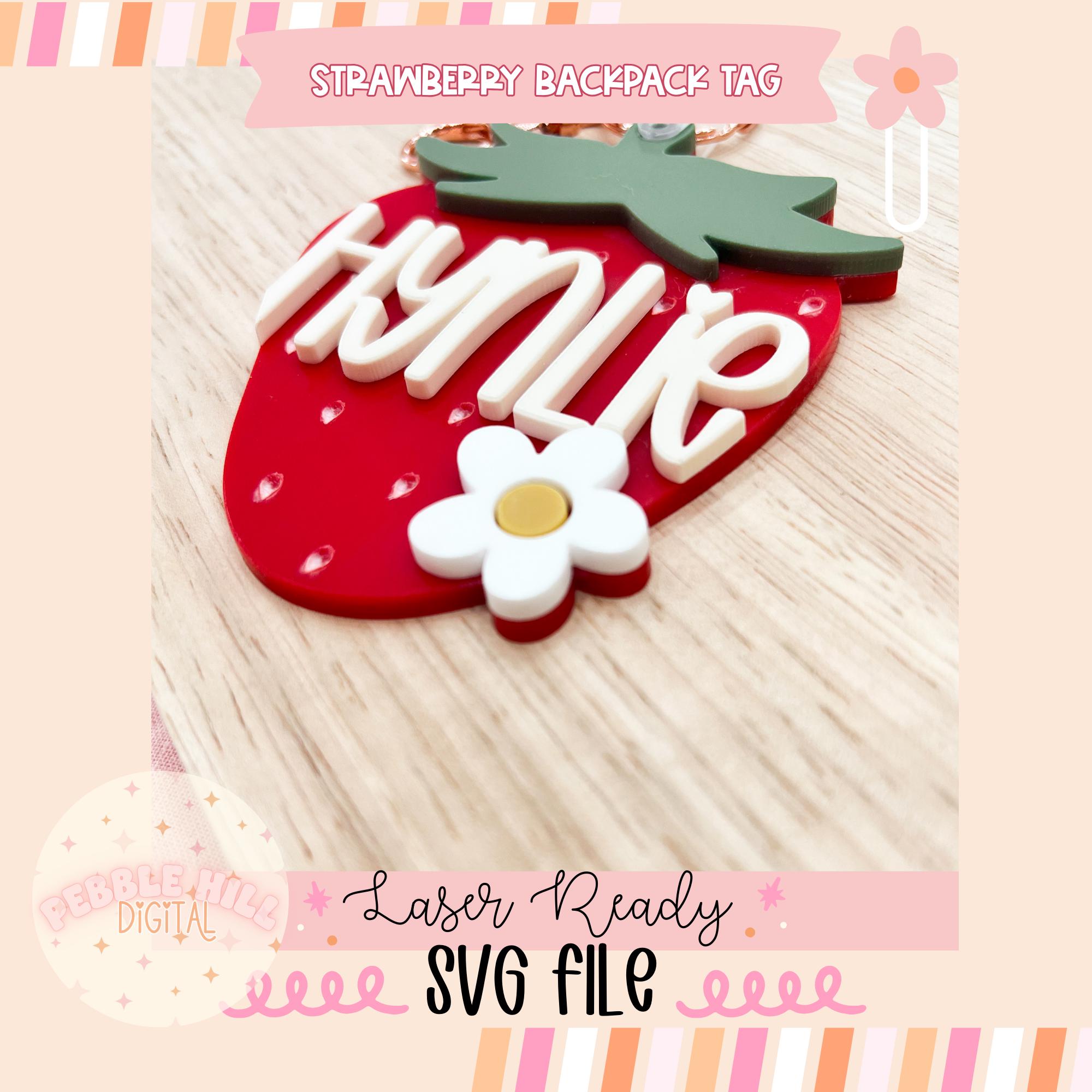 Strawberry Backpack Tag Laser SVG File, Backpack Tag, Keychain Laser ...