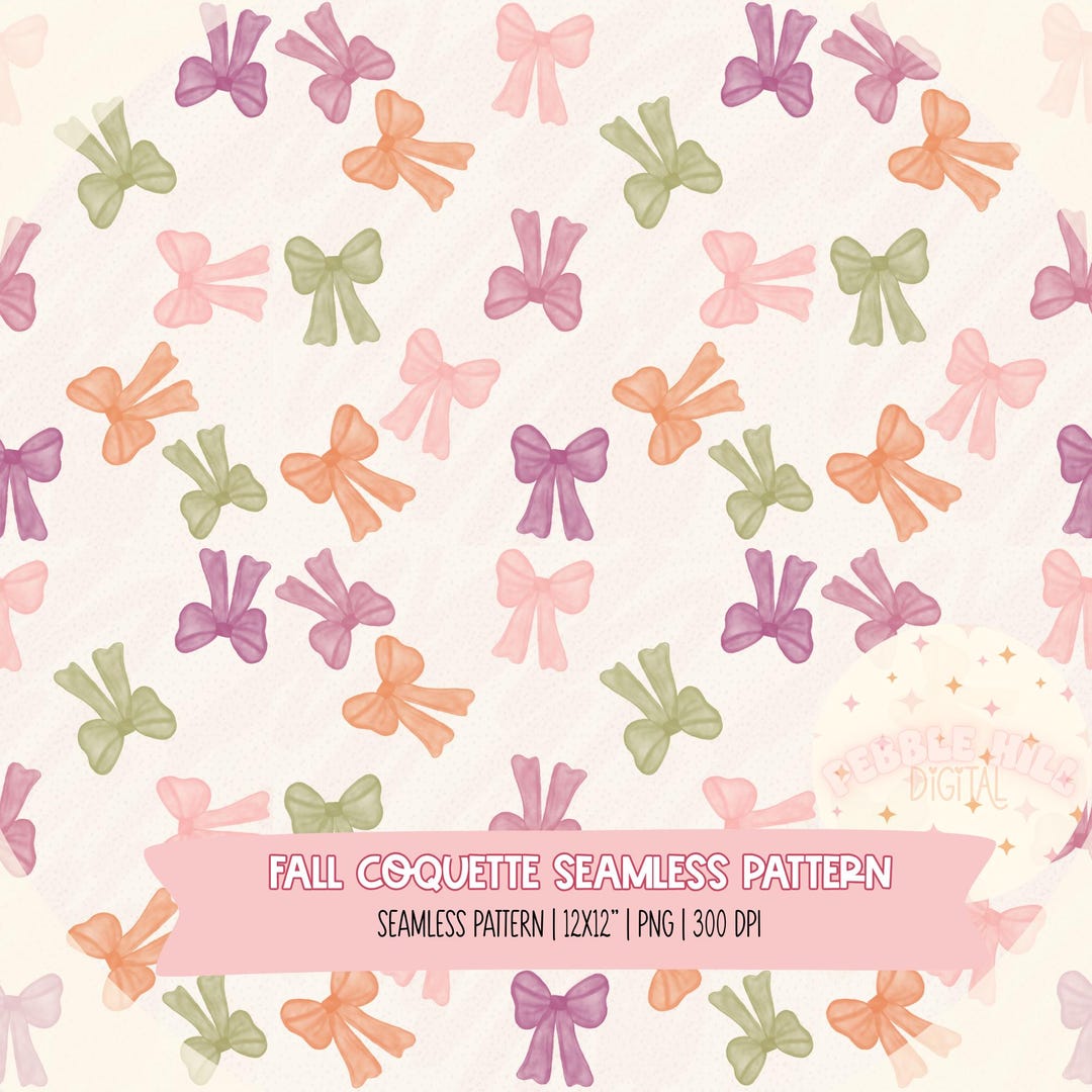 Fall Coquette Seamless Pattern, Digital Paper, Pumpkin Floral Seamless ...