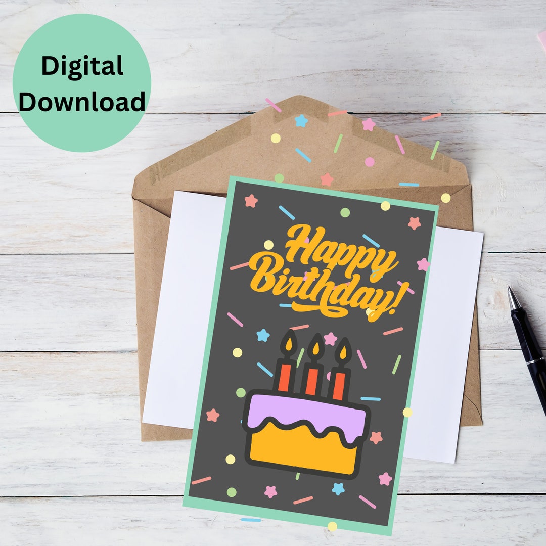 Birthday Card, Happy Birthday Card, Printable Card, Digital Download - Etsy