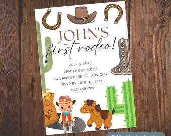 First Rodeo Birthday Invitation Canva Template, Digital Download ...