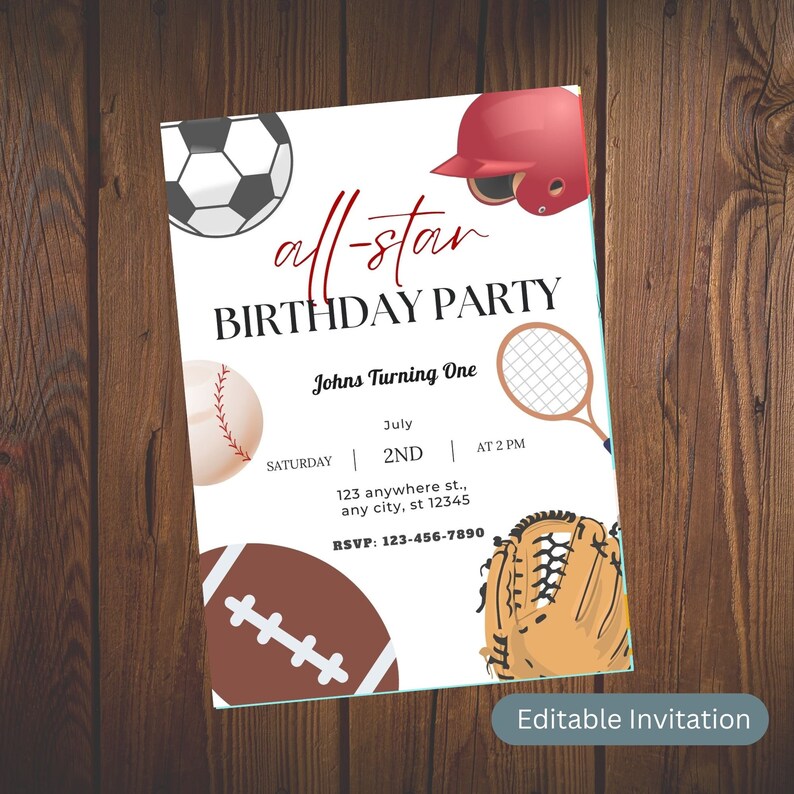 All Star Birthday Invitation - Etsy