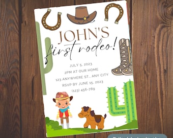 Rodeo Theme Party Birthday Invitation My First Rodeo First Rodeo Invite ...