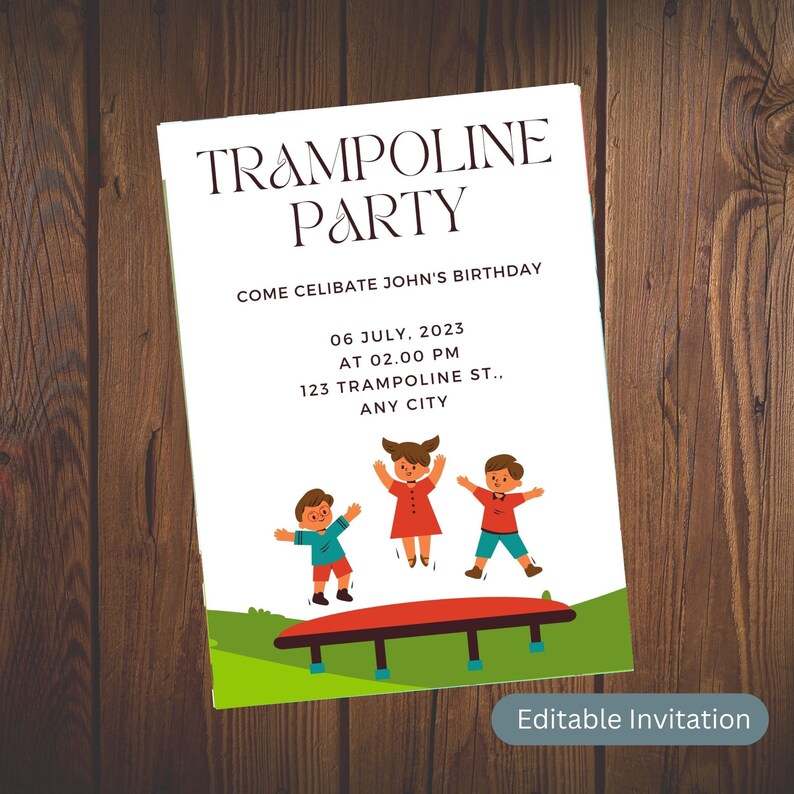 Trampoline Park Birthday Invitation - Etsy