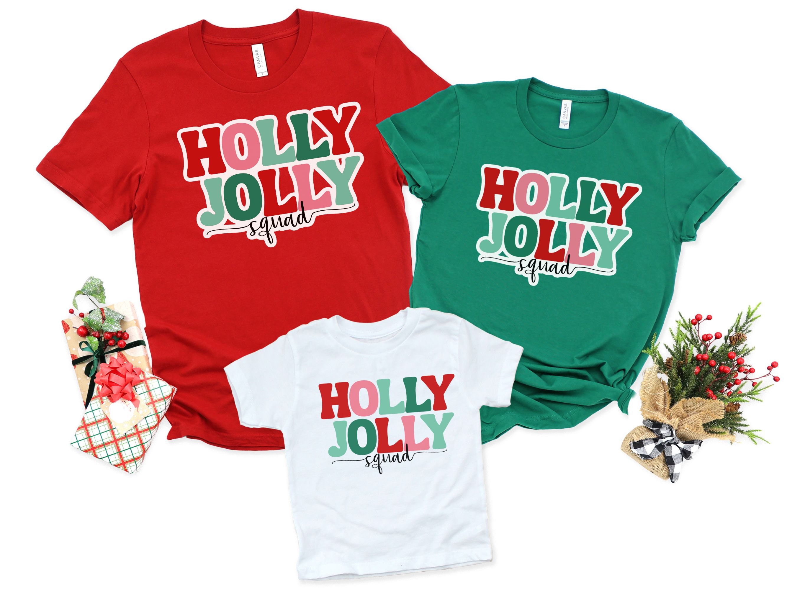 Holly Jolly Squad Family Christmas Shirts Group Christmas - Etsy