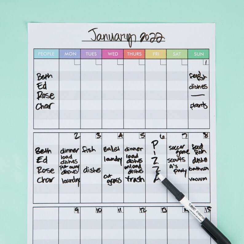 Monthly Family Calendar Dry-erase Decal - Etsy
