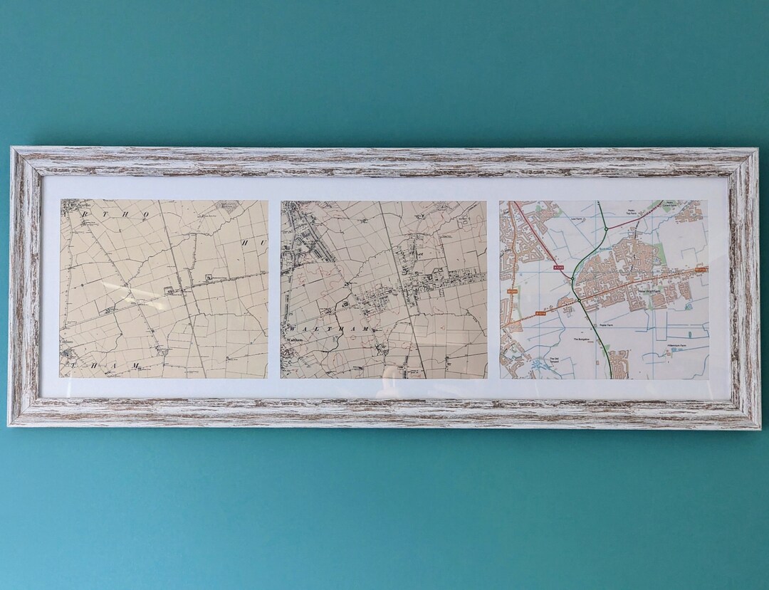 History of Your Town Triple Map Comparison Wall Art - Etsy
