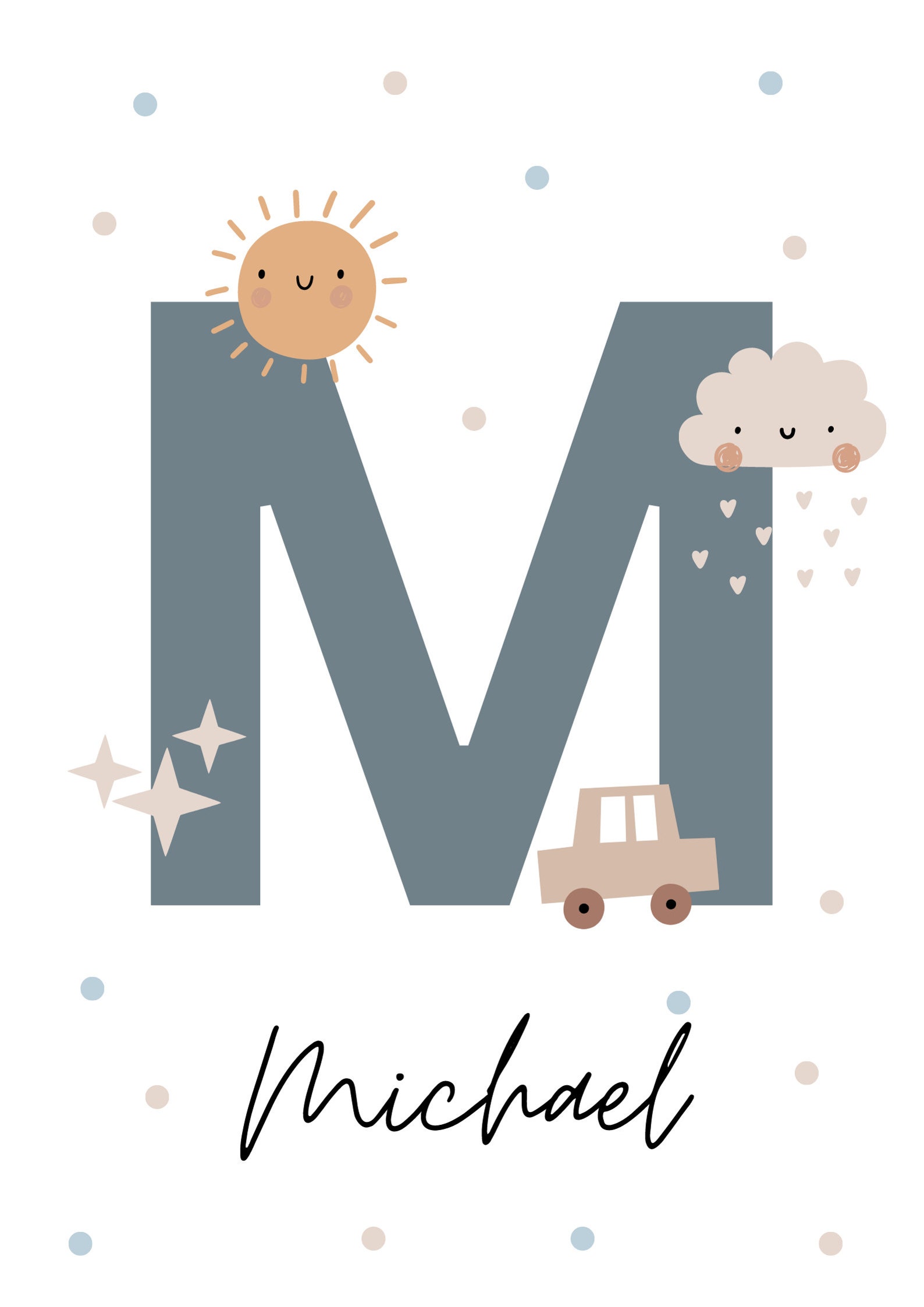 Letter Print -single Letter Poster -baby Boy Wall Art -baby Name Poster ...