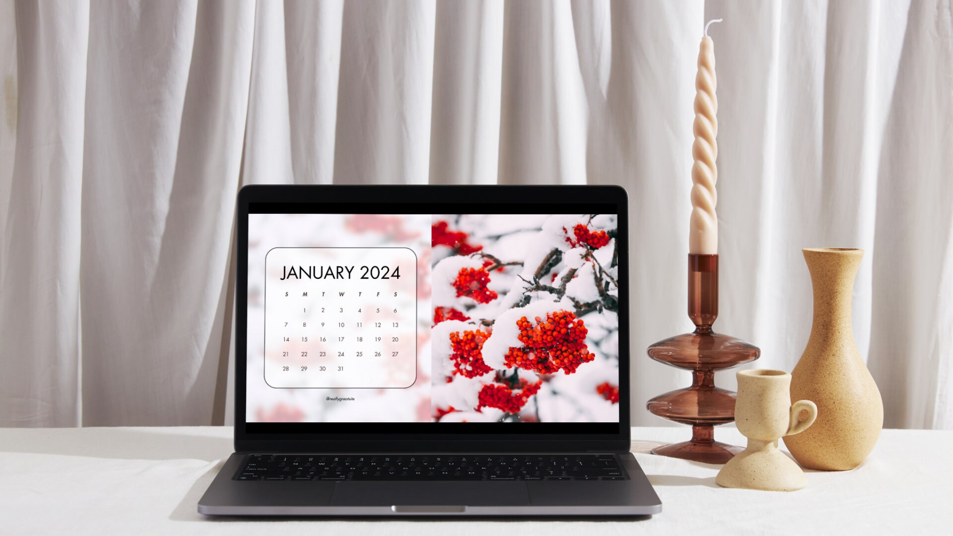 Modern Minimal January 2024 Calendar Desktop Wallpaper,unique Design ...