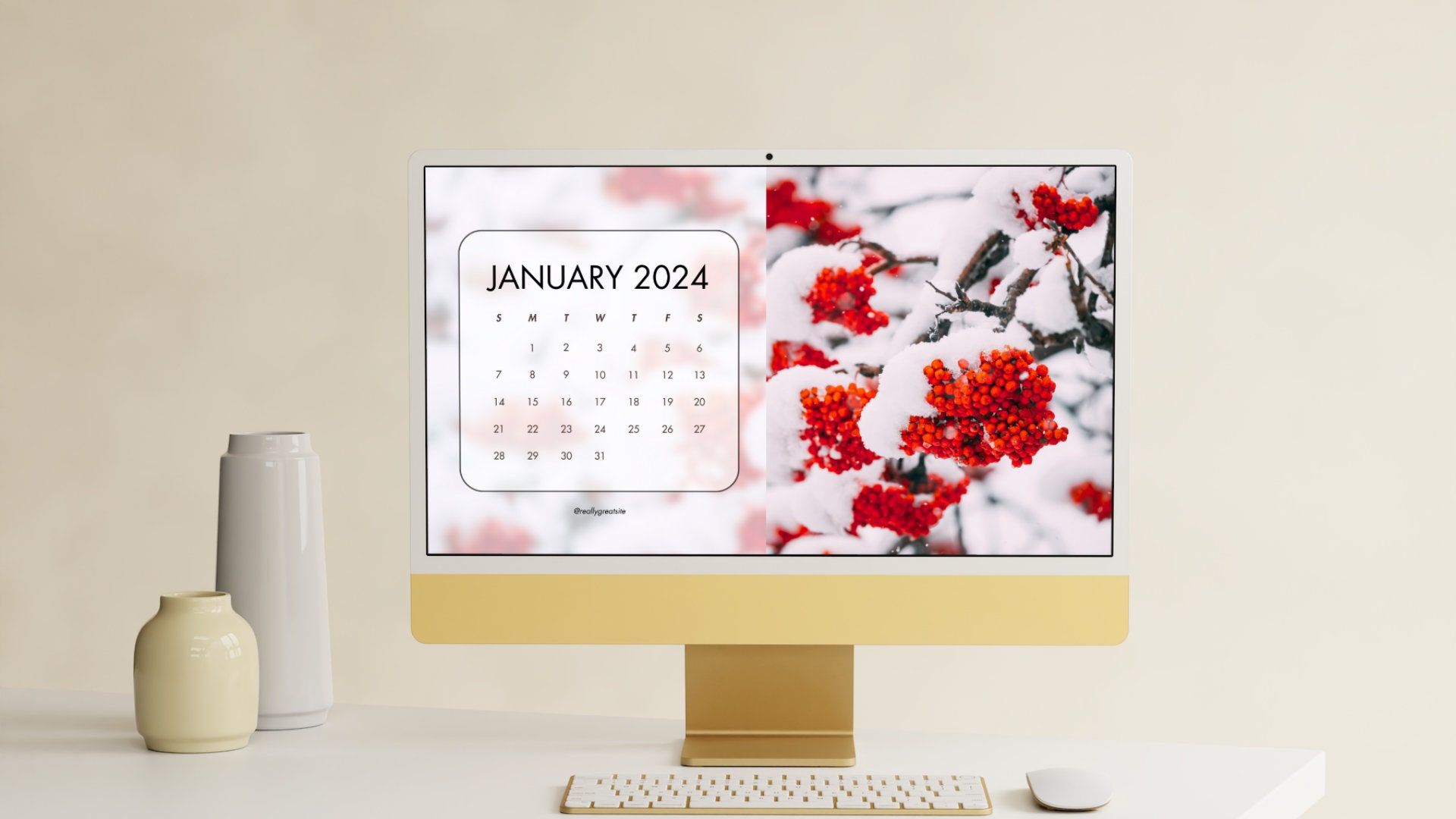 Modern Minimal January 2024 Calendar Desktop Wallpaper,unique Design ...