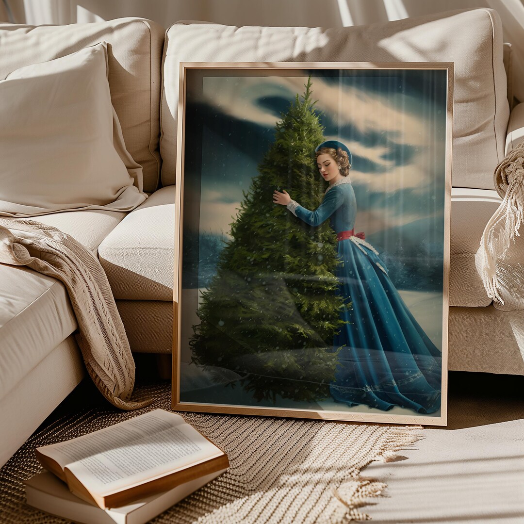 Vintage Christmas Tree Print, Christmas Decor Printable Wall Art, Women ...