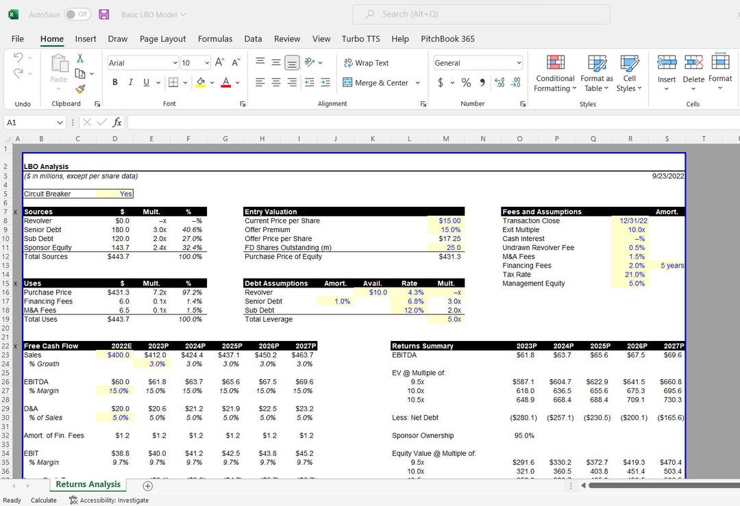 Basic LBO Model Template - Etsy