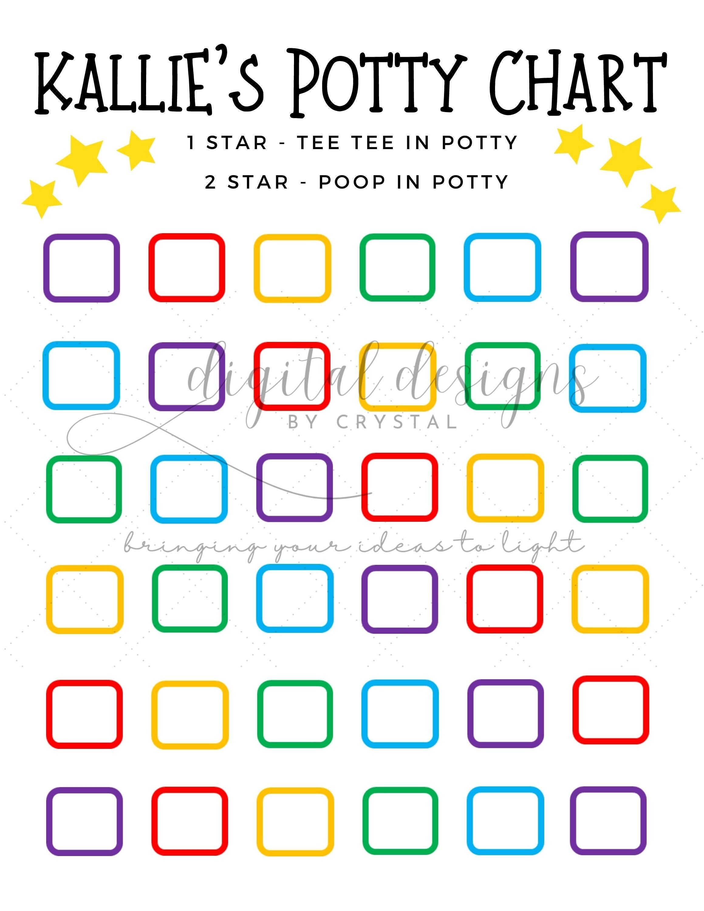 Customizable Potty Sticker Chart download - Etsy