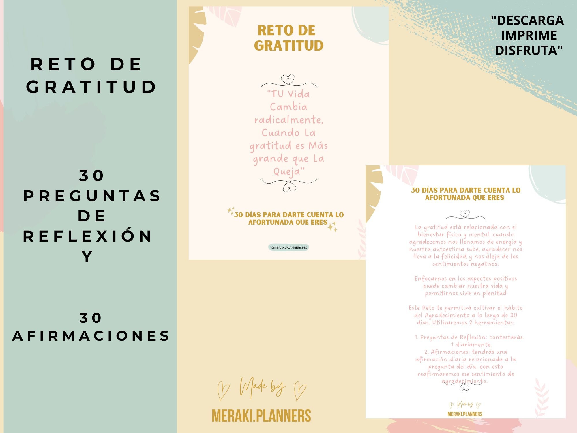 DIARIO GRATITUD Reto 30 días de gratitud Descargable - Etsy México
