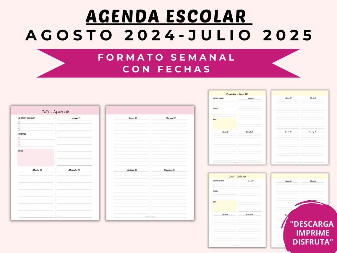 Agenda Escolar 2024-2025/ Agenda estudiante 24-25/ regreso clases/ PDF ...