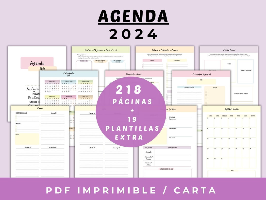 Agenda 2024/ Agenda in Spanish/ 2024 Planner/ Printable PDF/ - Etsy