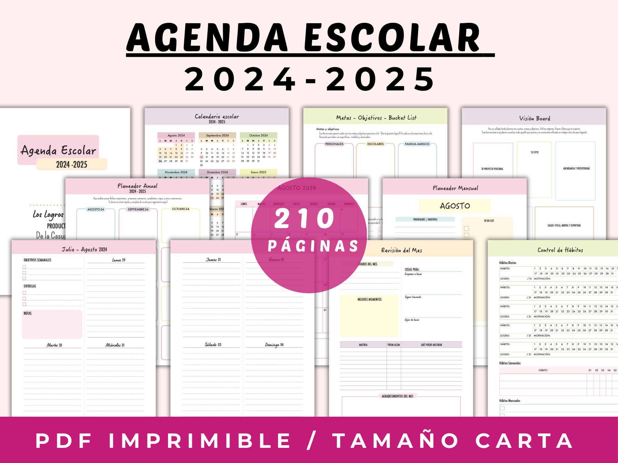 Agenda Escolar 2024-2025/ Agenda estudiante 24-25/ regreso clases/ PDF ...
