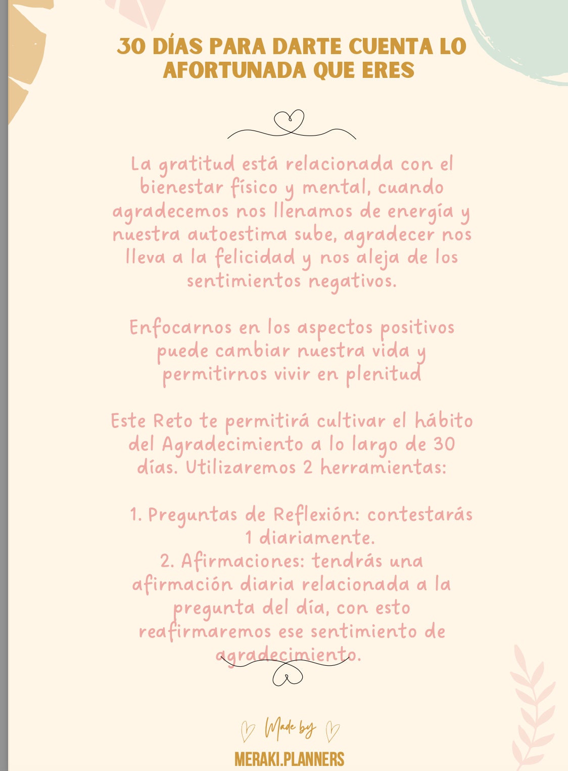 DIARIO GRATITUD Reto 30 días de gratitud Descargable - Etsy México