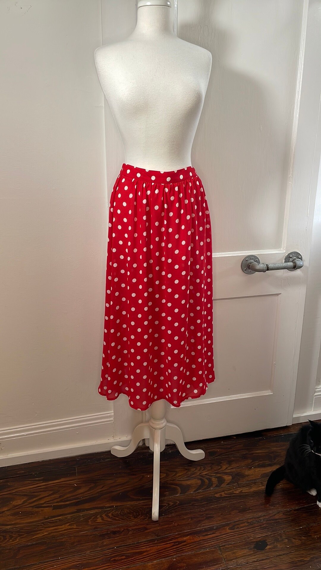 Vintage Chaus Flowy Aline Midi Polka Dot Skirt With Buttons Down the ...