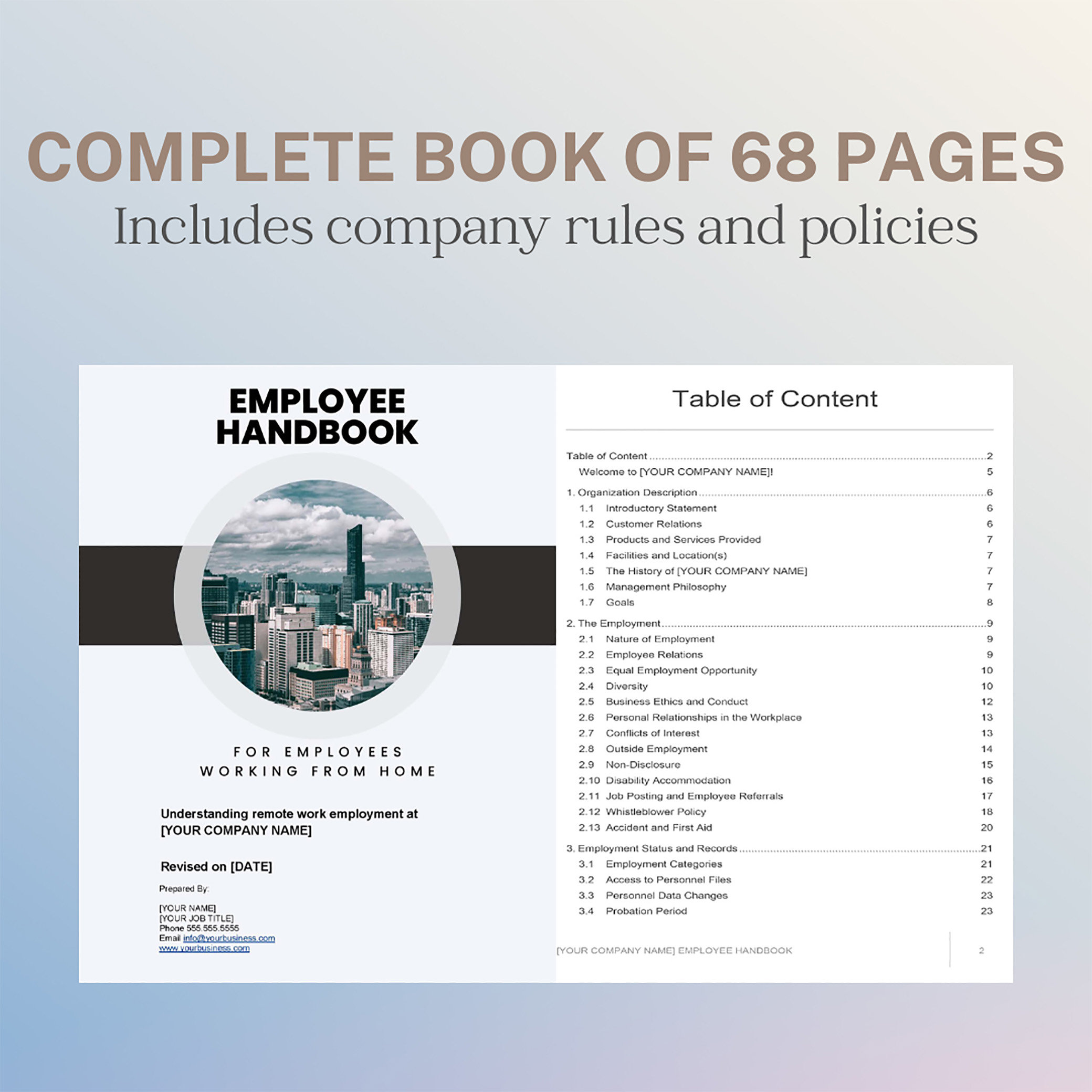 Comprehensive Employee Handbook: Employees Working From Home - Etsy