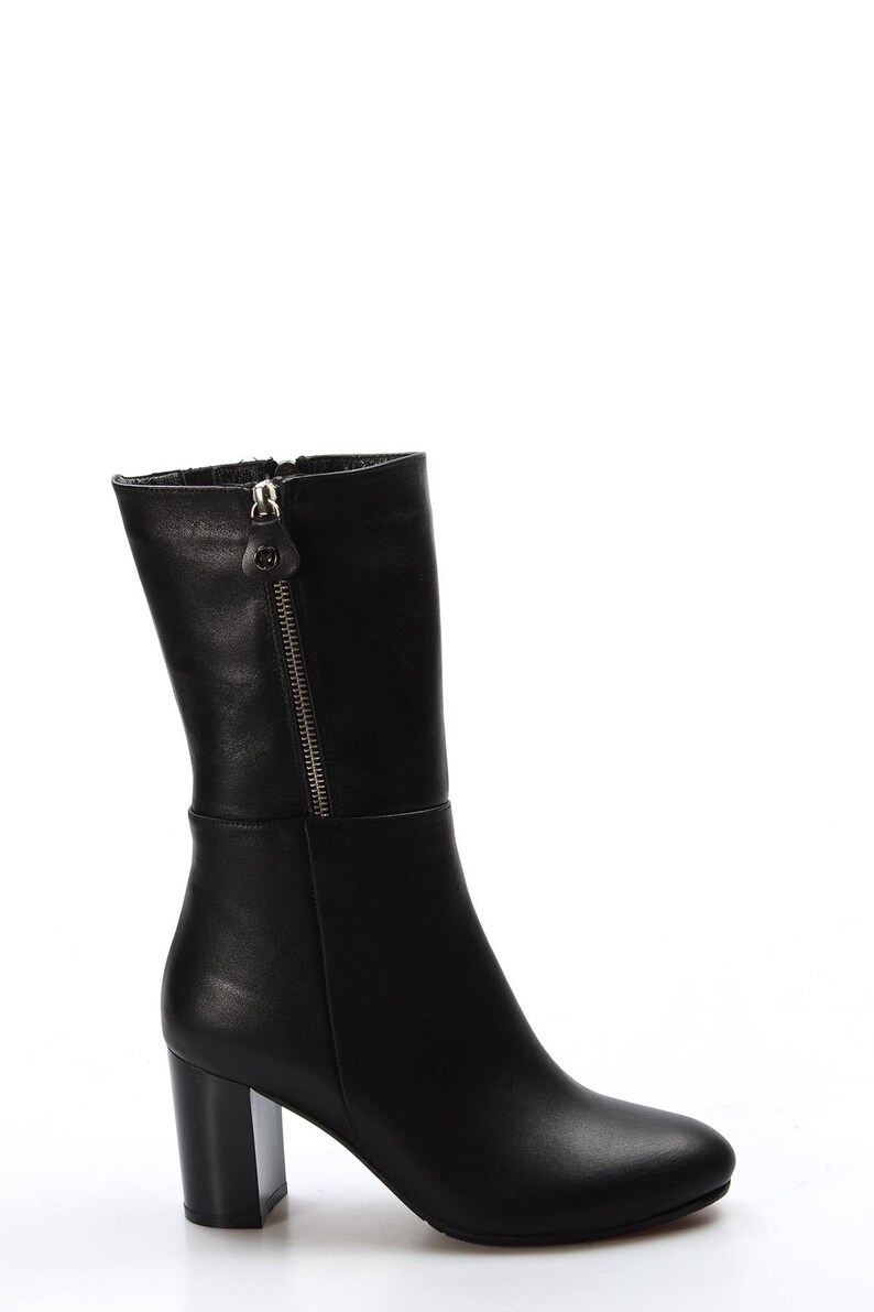 Leather Women Red High Heel Boots black Slouch Boots Leather - Etsy