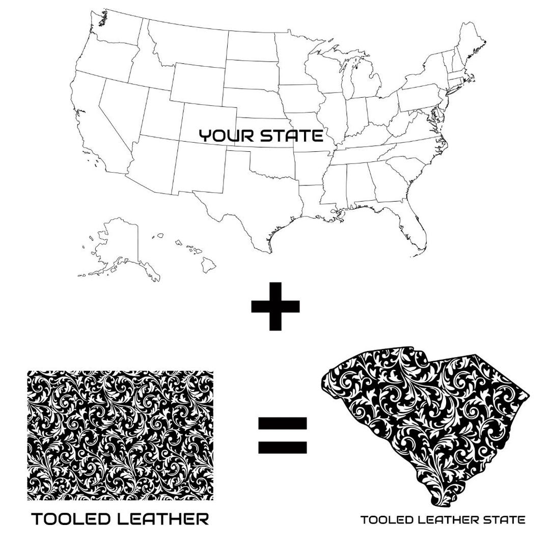 Tooled Leather State Decal | Tooled Leather State Decal | State Decal ...