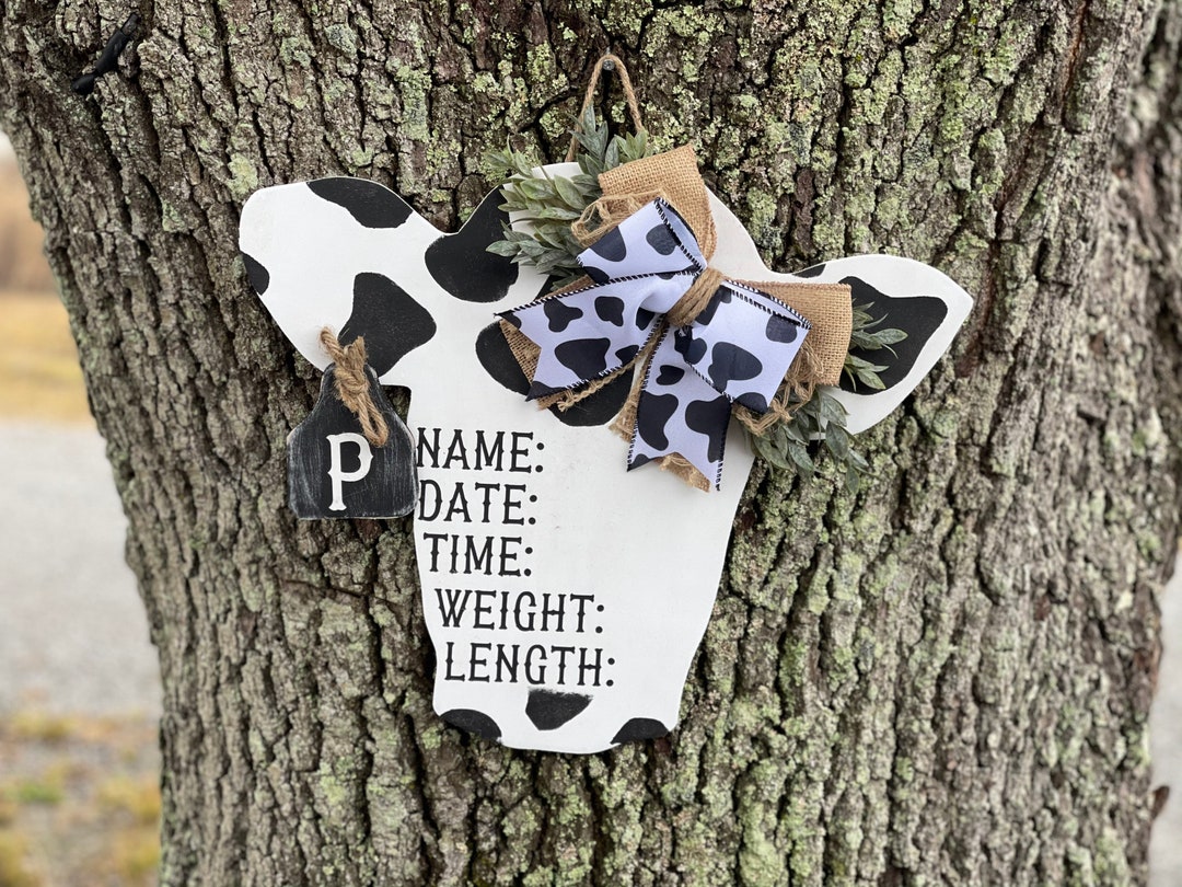 Wood Cowprint Cowhead Hospital Door Hanger for New Born Baby - Etsy