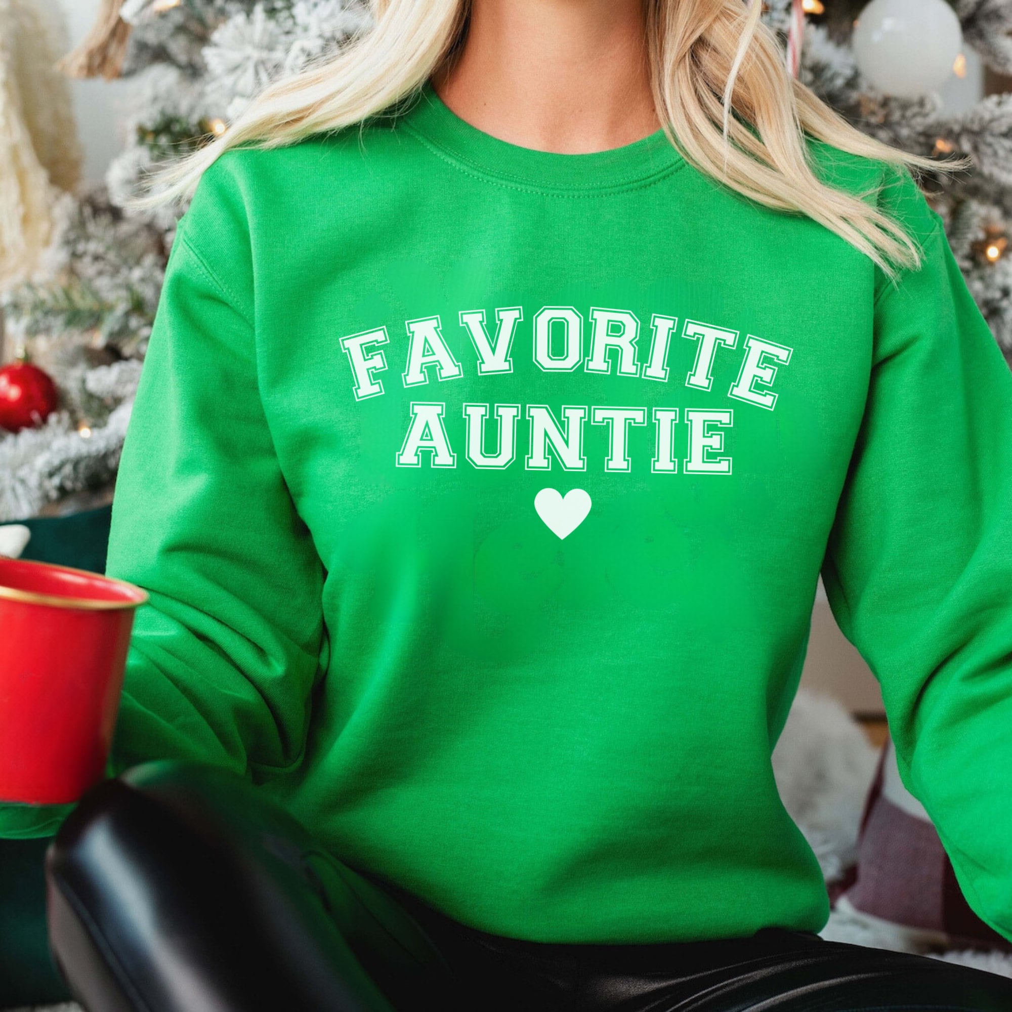 Favorite Auntie Sweatshirt Fave Family Member Best Aunt Gift Personalized Auntie Pullover Family ...