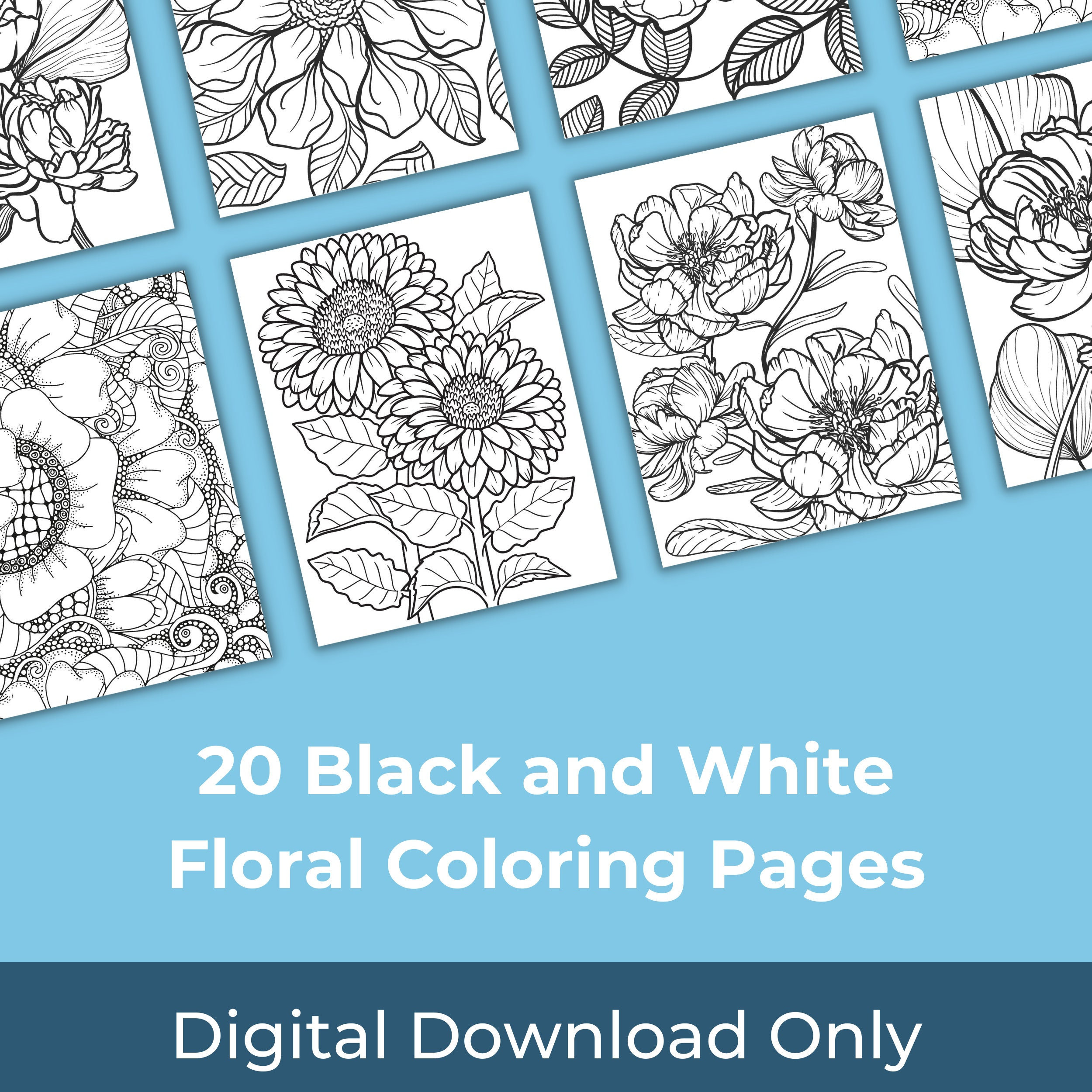 20 Beautiful Floral Coloring Pages for Adults and Kids Alike! Printable ...