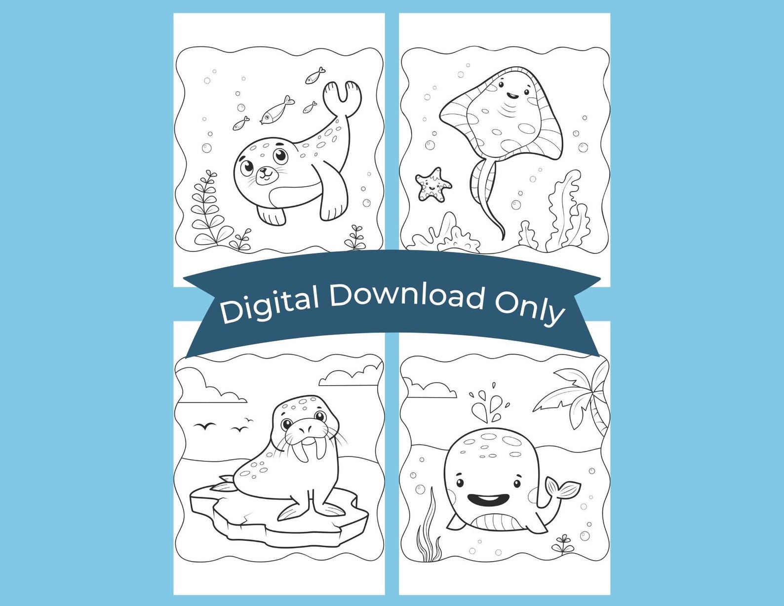 Cute Under the Sea Coloring Pages! Adorable Sea Animal Printables for ...