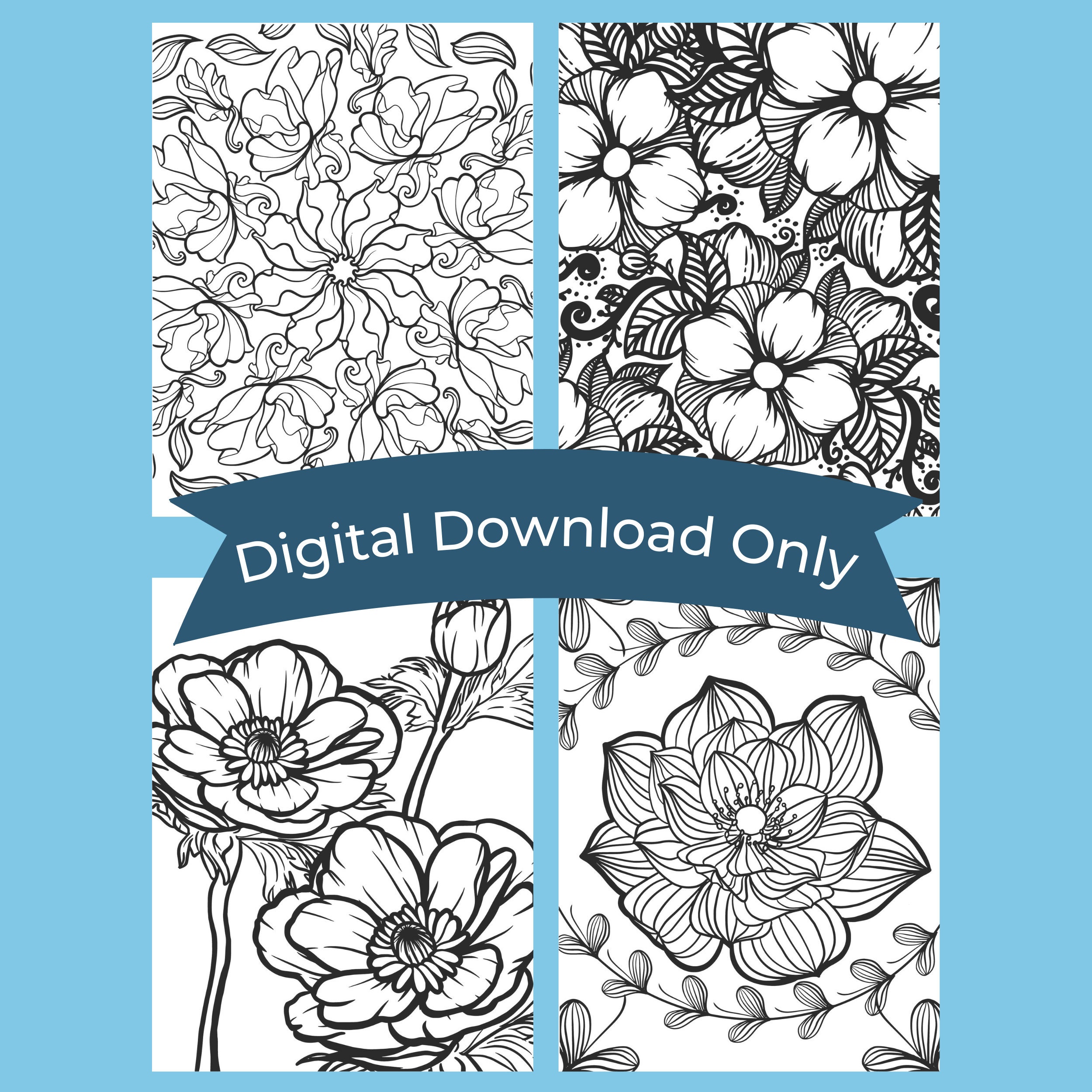 20 Beautiful Floral Coloring Pages for Adults and Kids Alike! Printable ...