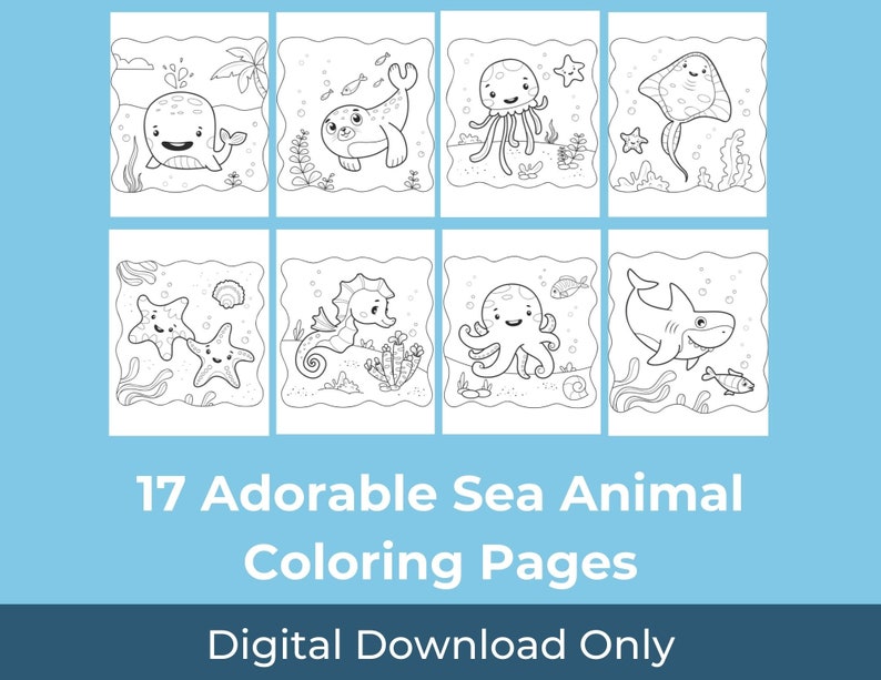 Cute Under the Sea Coloring Pages! Adorable Sea Animal Printables for ...